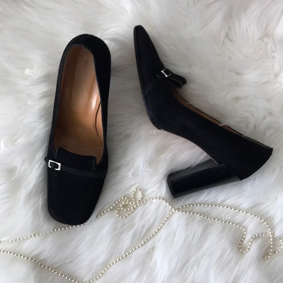 Bally | Shoes | Vtg Vintage Bally Block Heel Pump Suede Black | Poshmark